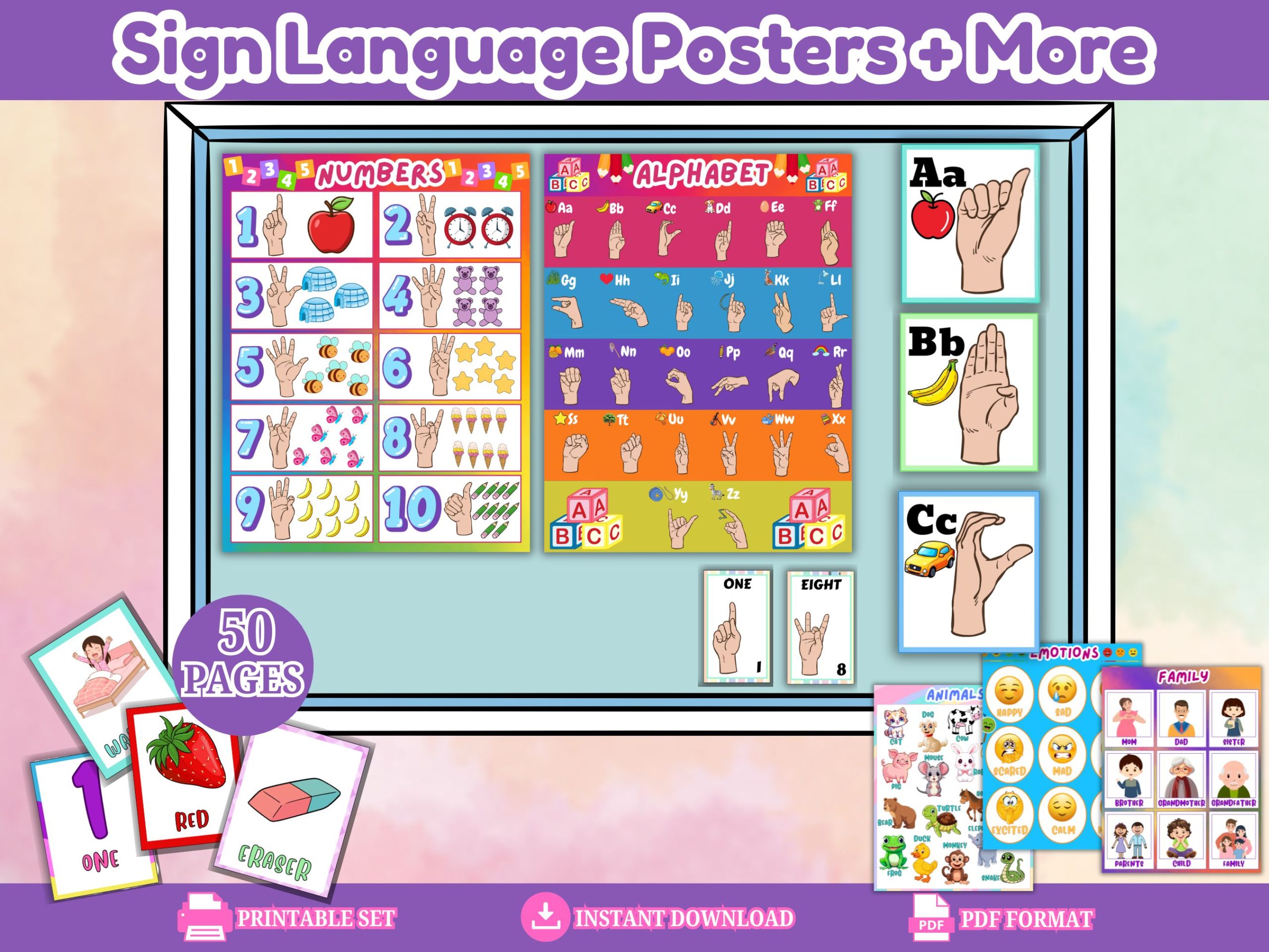 Free Sign Language Bulletin Board, Posters, And More Printable - Our ...