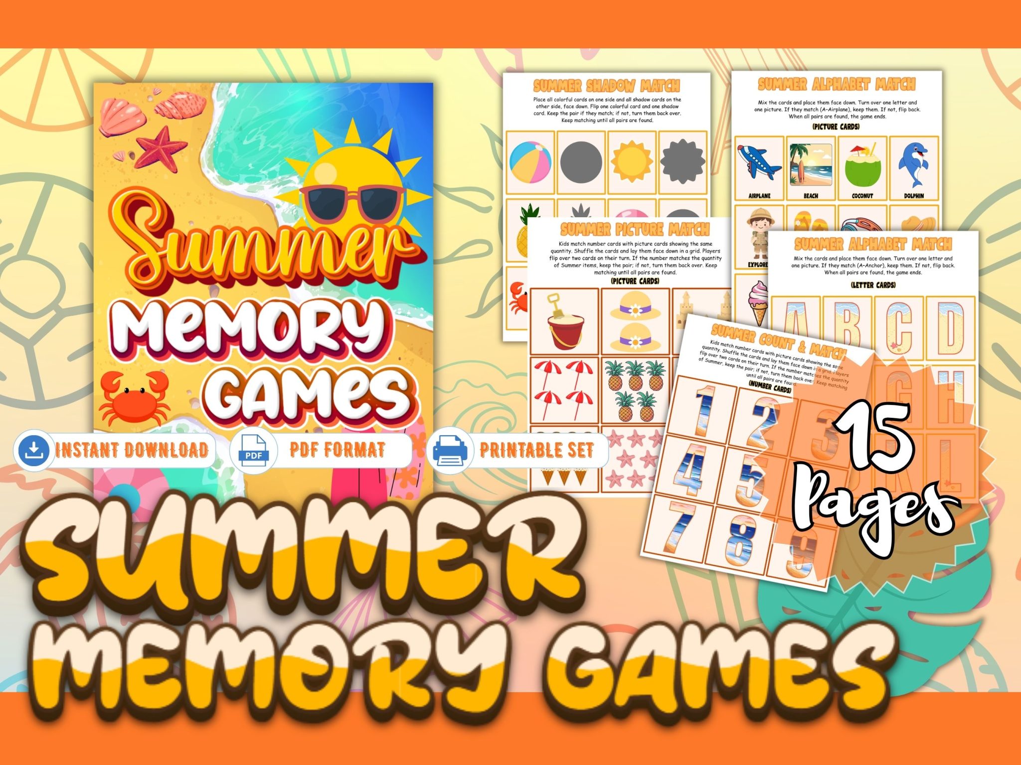 Free Summer Memory Game Printable - Our WabiSabi Life