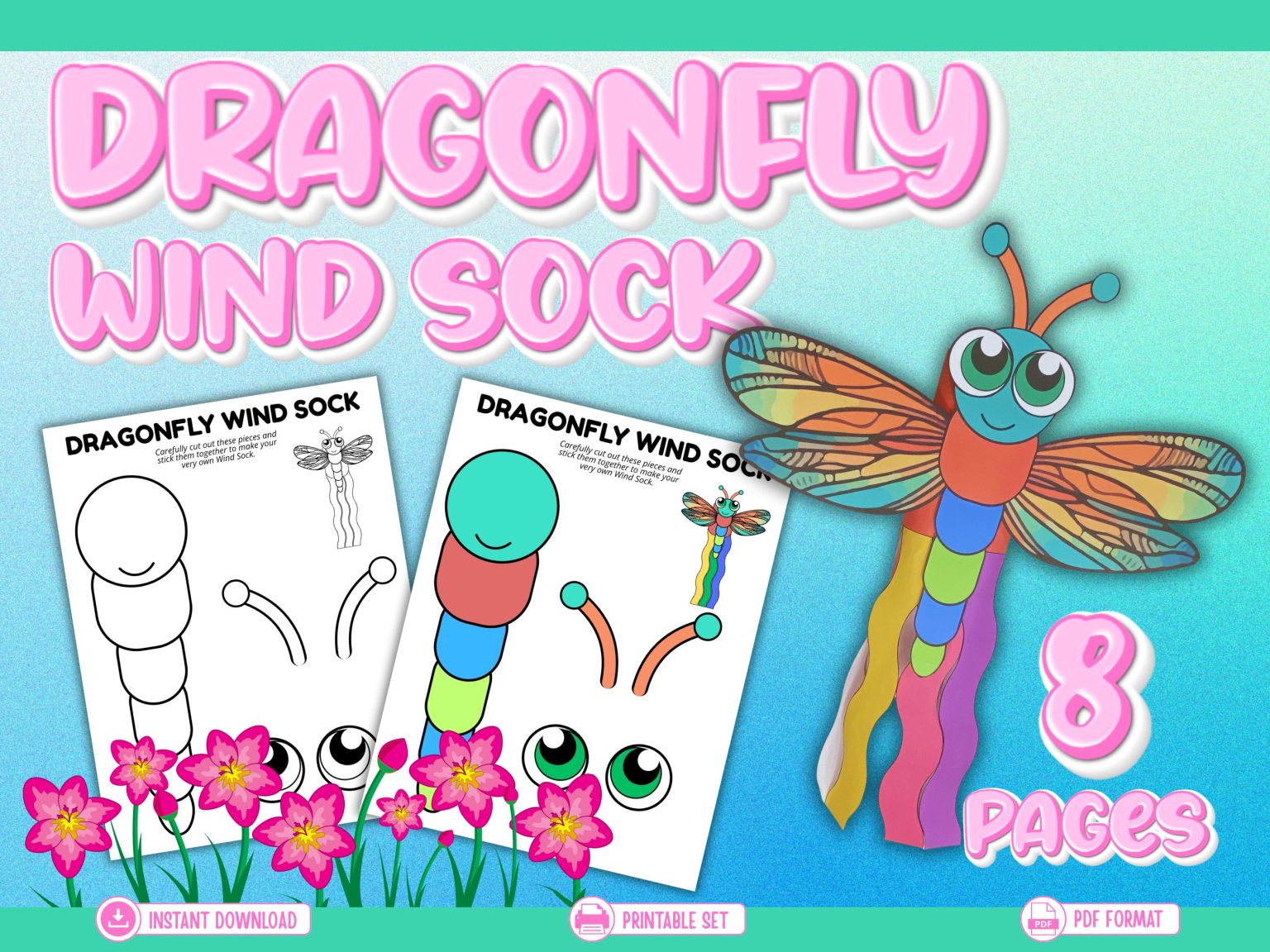 Free Dragonfly Wind Sock Printable - Our WabiSabi Life