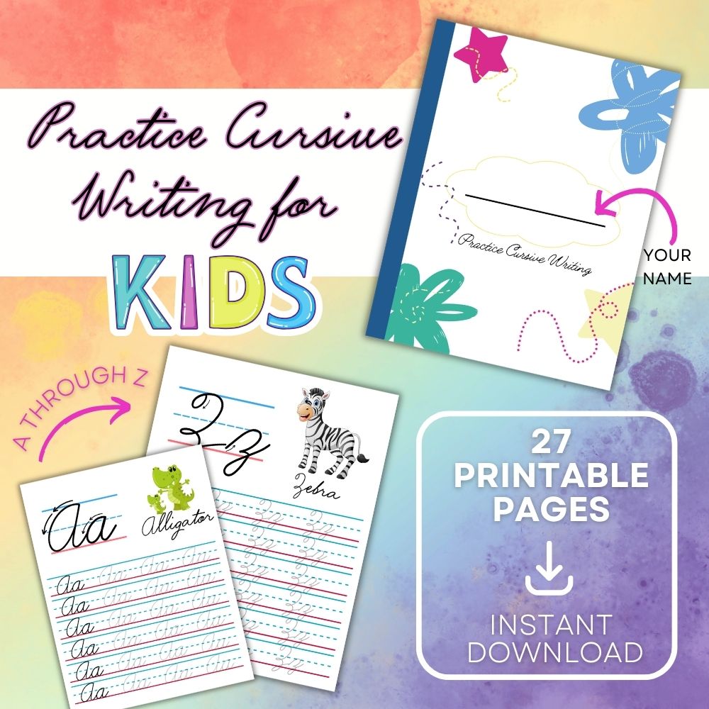 Free Practice Cursive Writing For Kids In Color Printable - Our ...