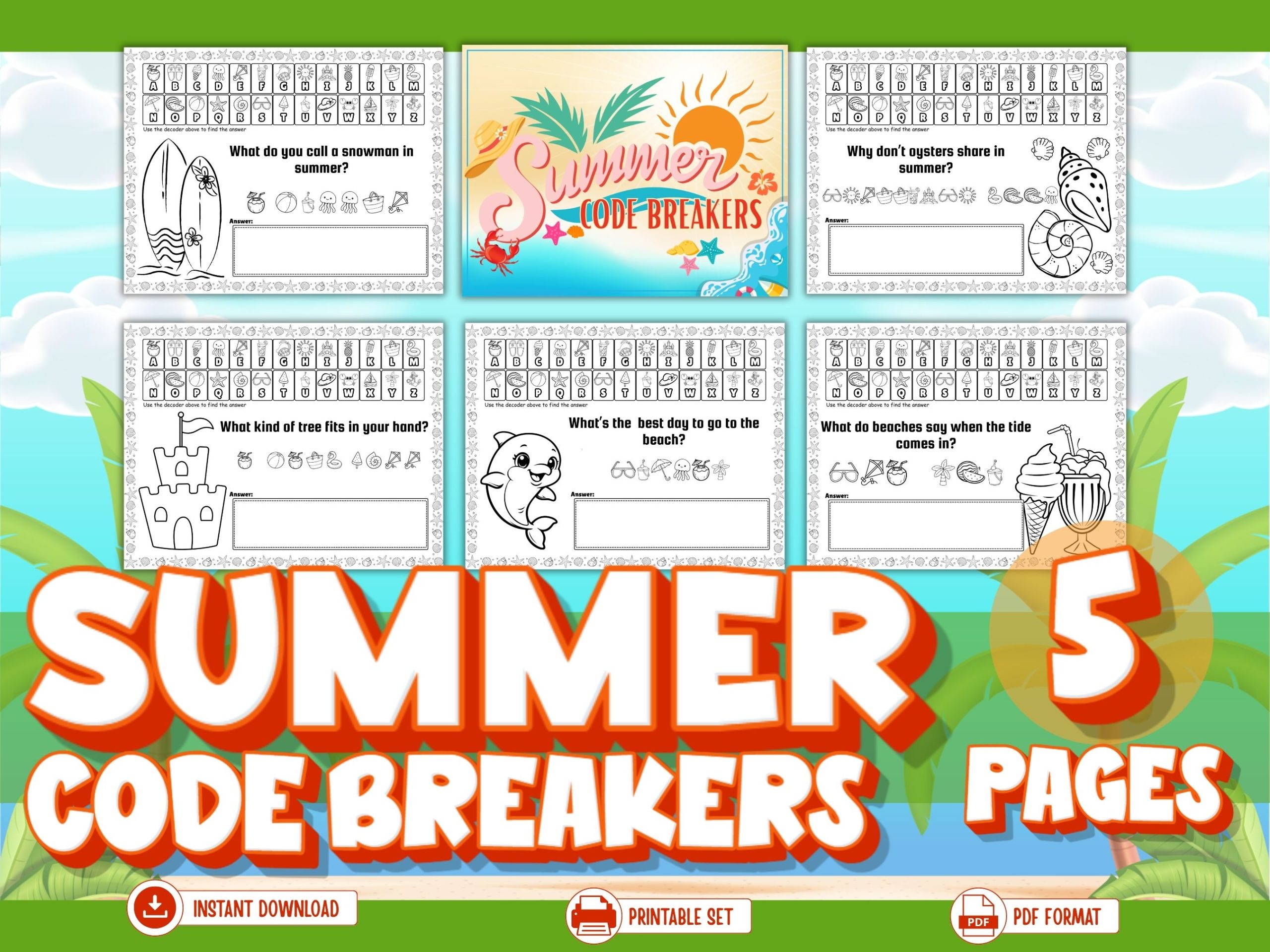 Free Summer Code Breaker Printable - Our WabiSabi Life