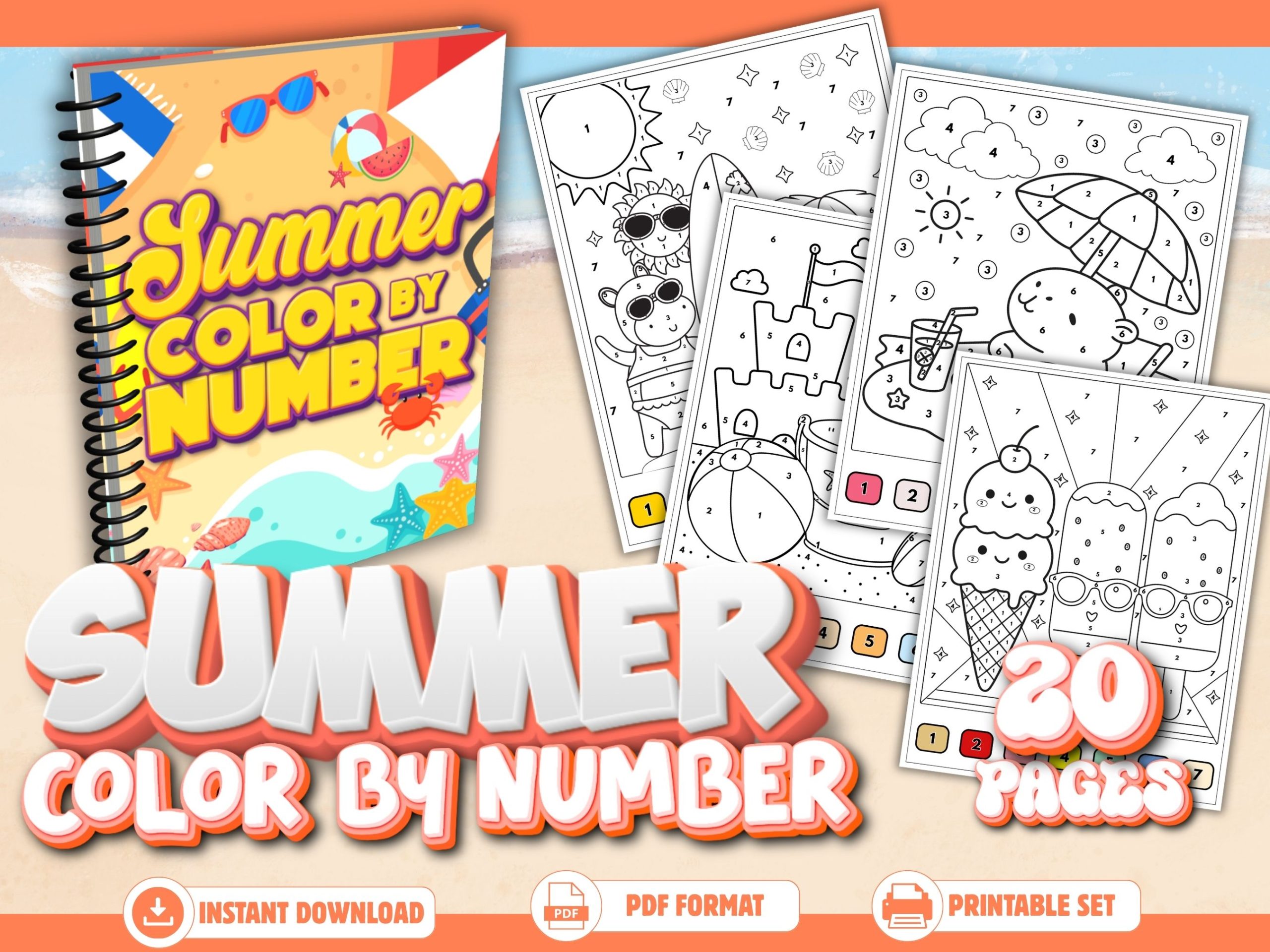 Free Summer Color By Number Printable - Our WabiSabi Life