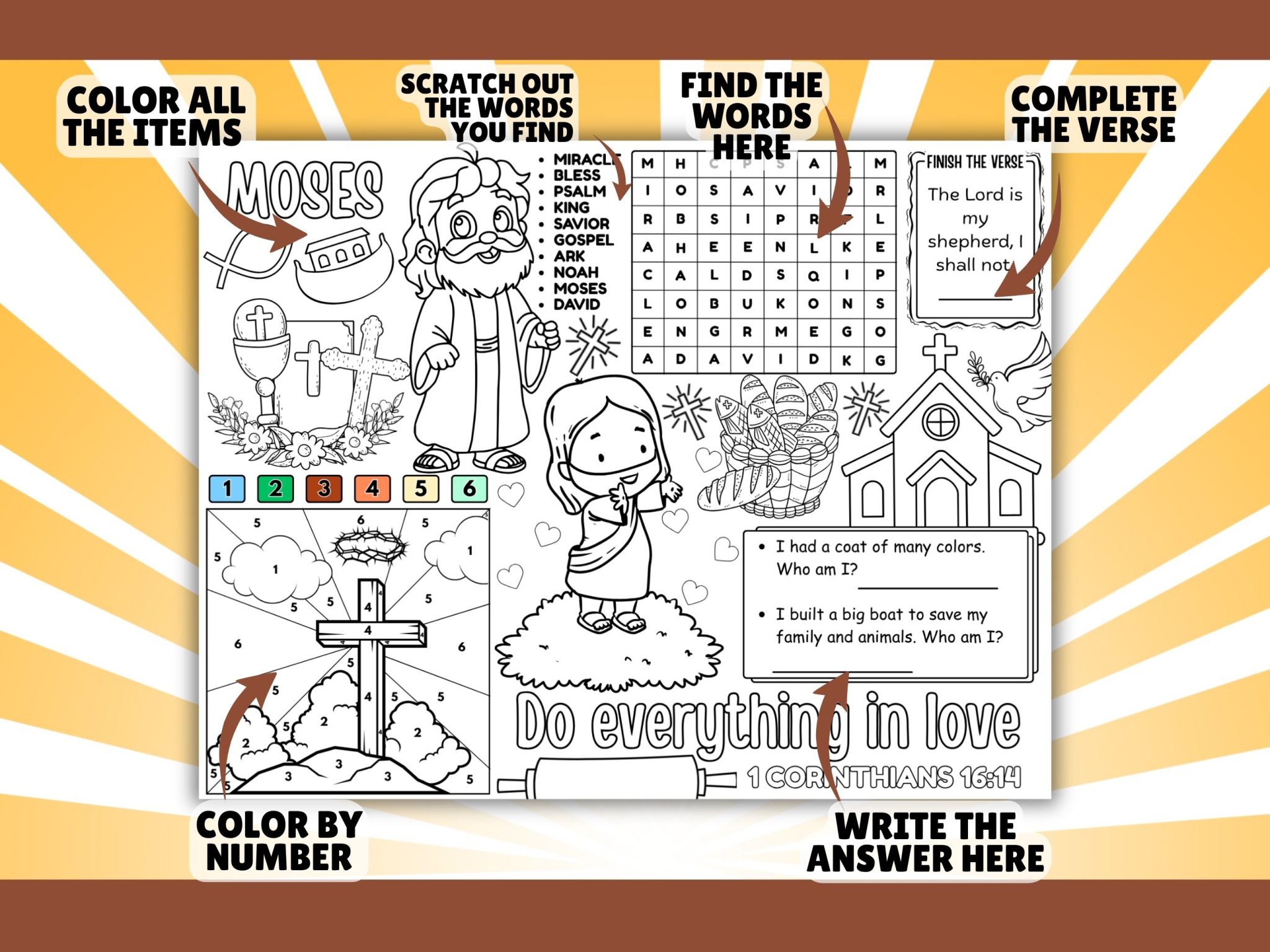 Free Bible Themed Activity Placemat Printable - Our WabiSabi Life