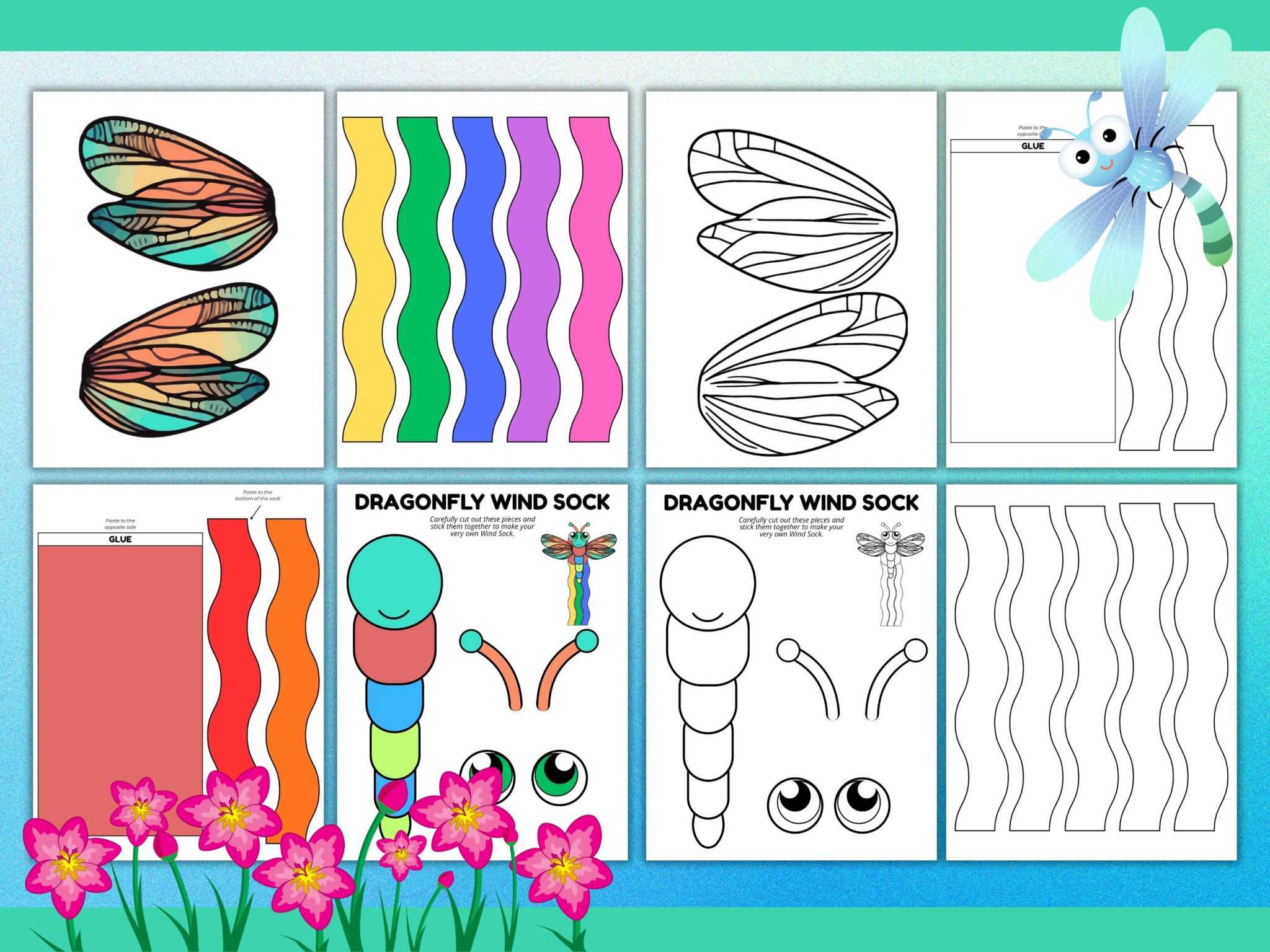 Free Dragonfly Wind Sock Printable - Our WabiSabi Life