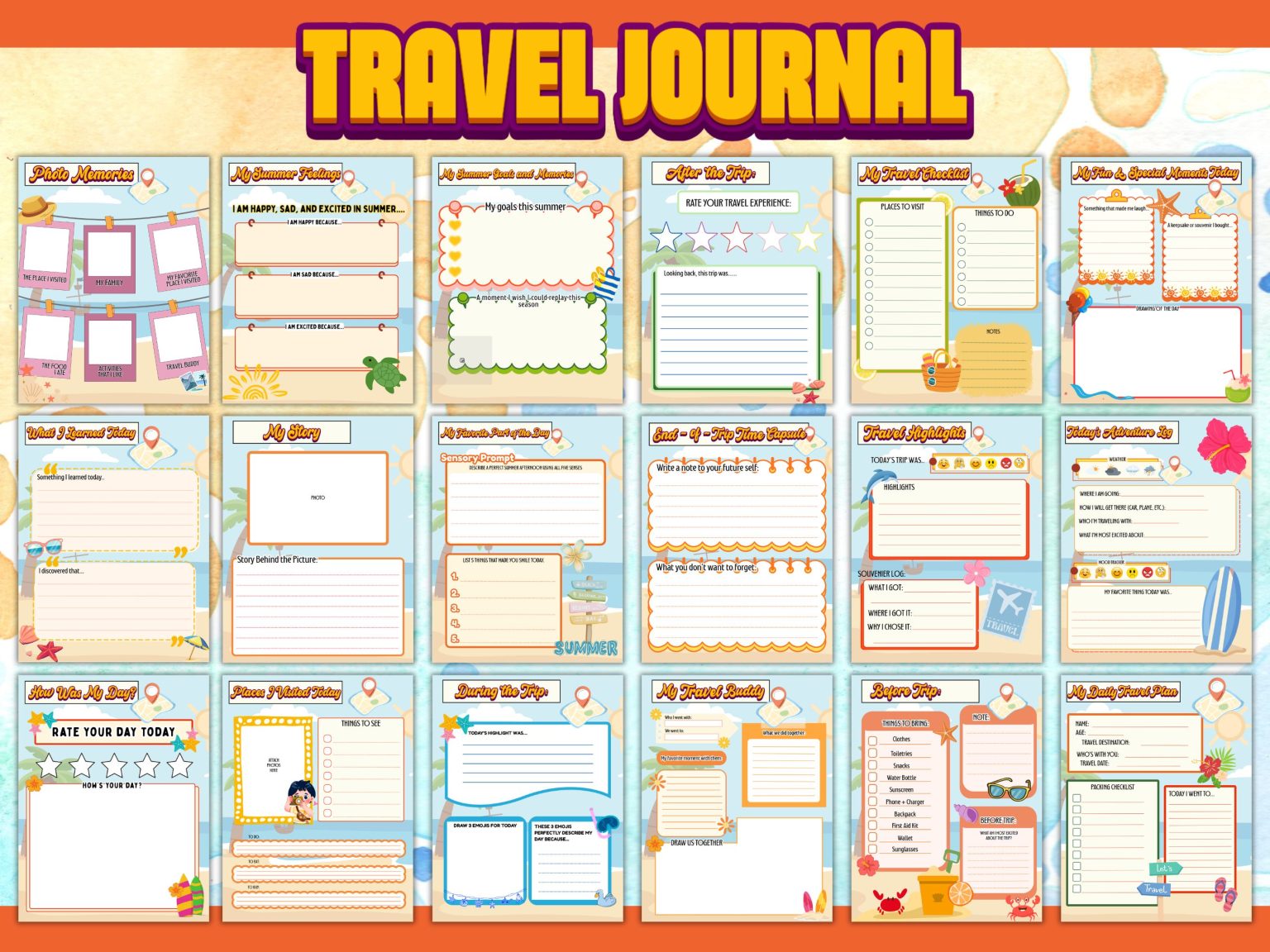 Free Summer Travel Journal Printable - Our WabiSabi Life