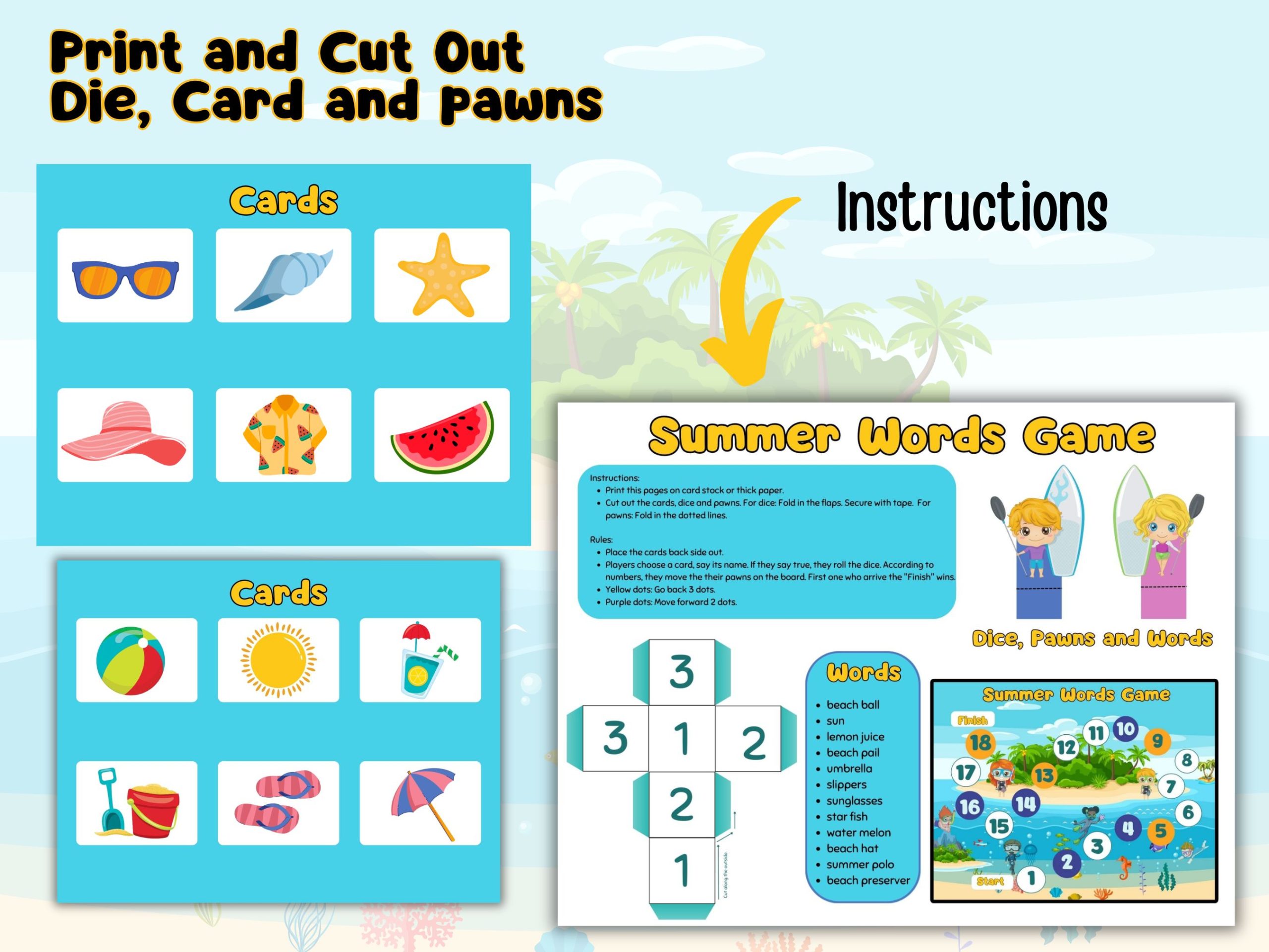Free Summer Word Board Game Printable - Our WabiSabi Life