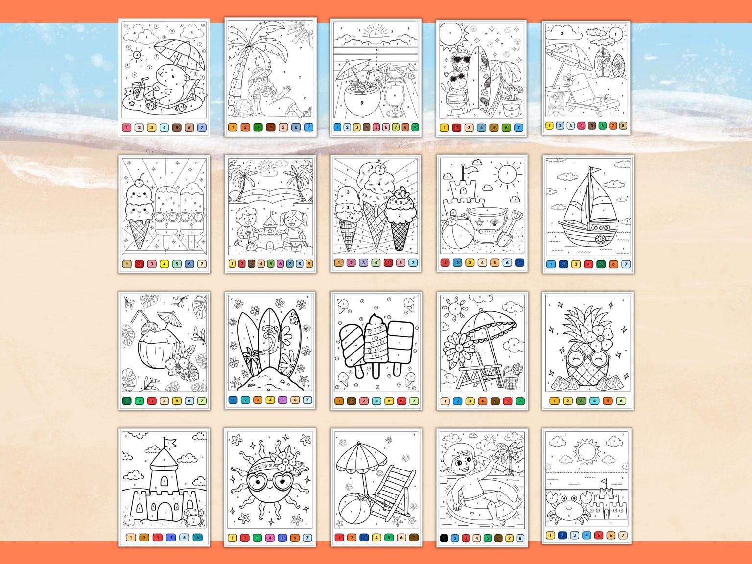 Free Summer Color By Number Printable - Our WabiSabi Life