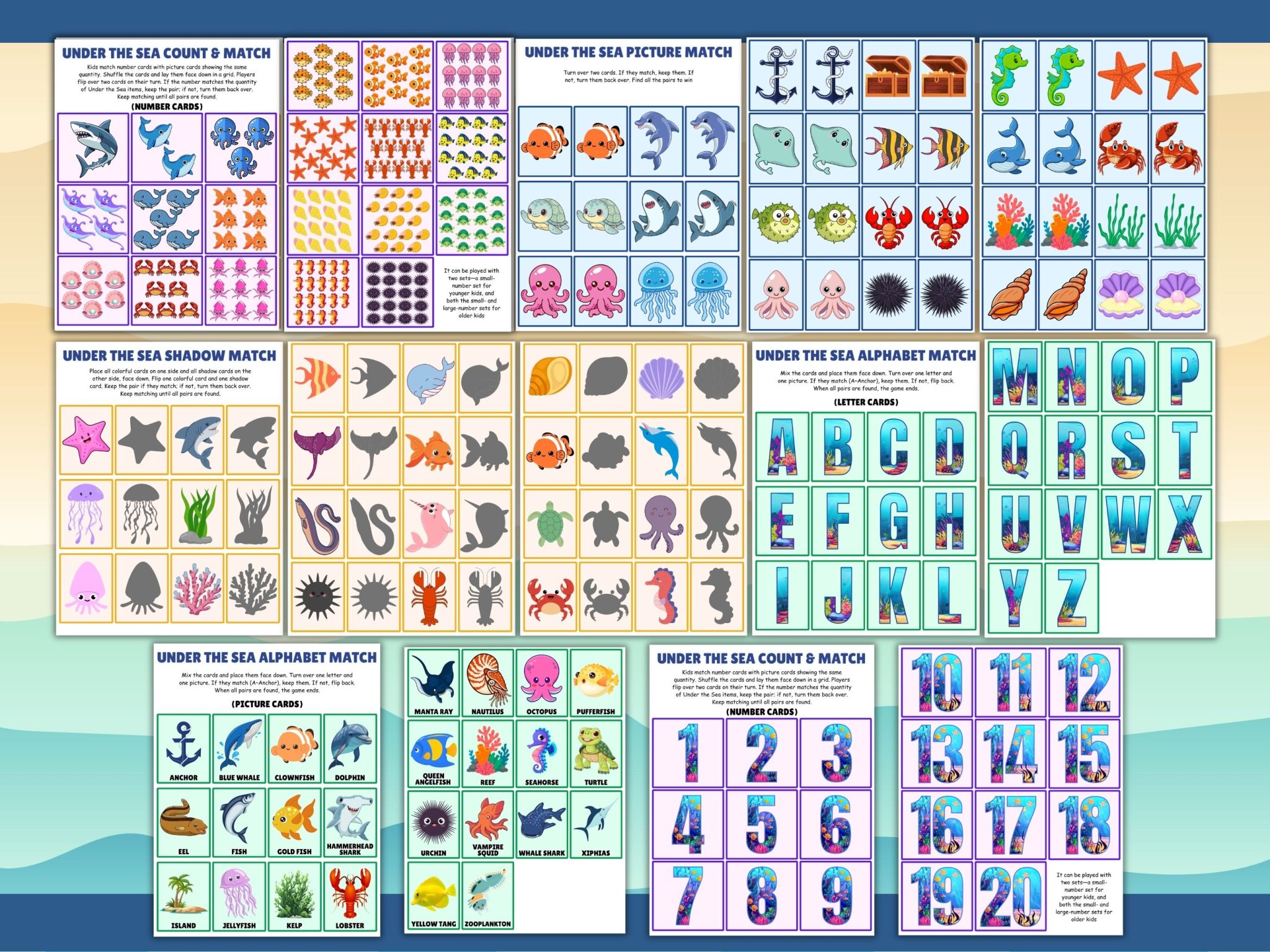 Free Under The Sea Memory Game Printable - Our WabiSabi Life