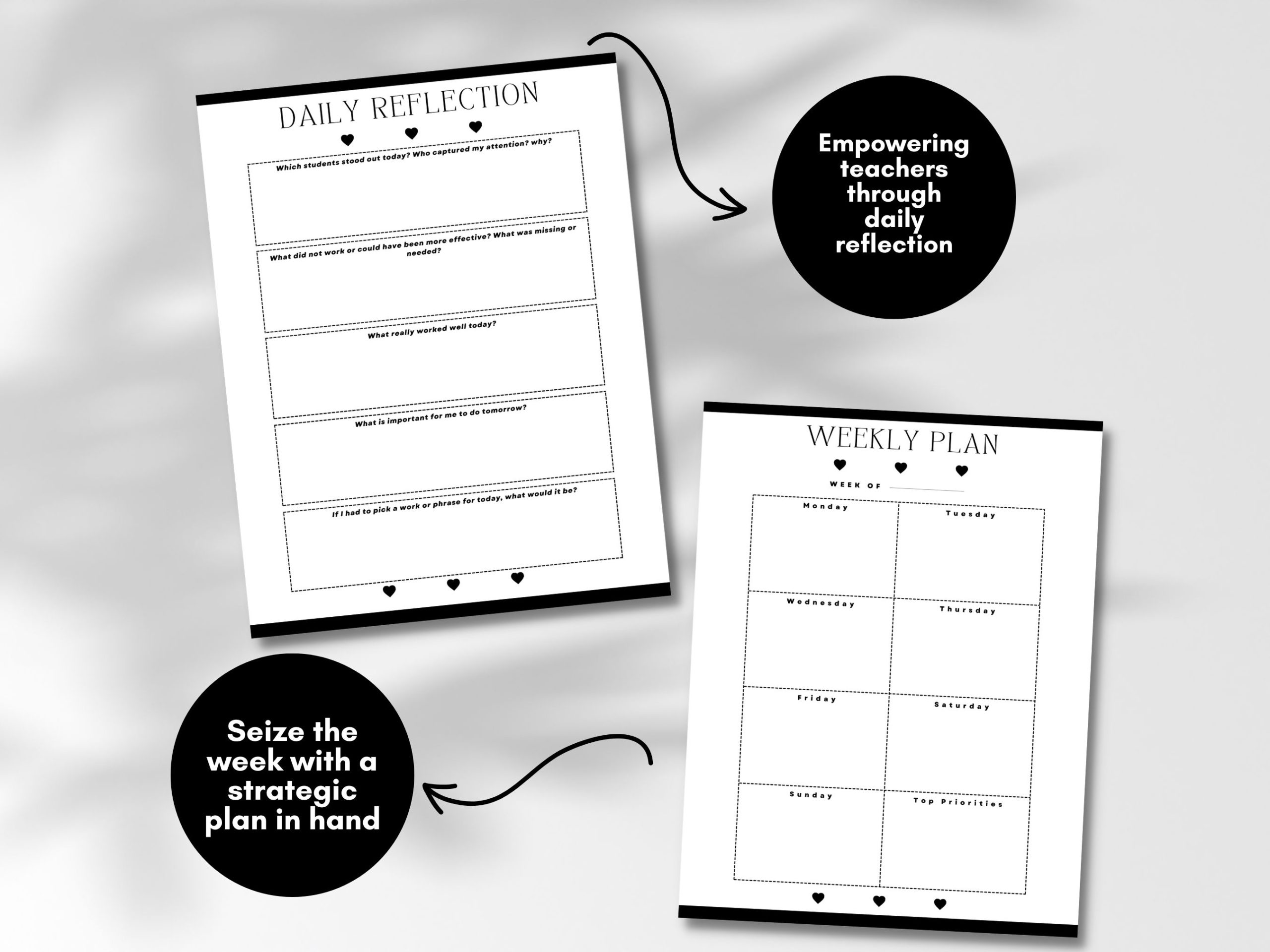Free Black And White Teacher's Journal Printable - Our WabiSabi Life