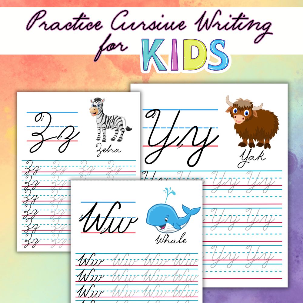 Free Practice Cursive Writing For Kids In Color Printable - Our ...