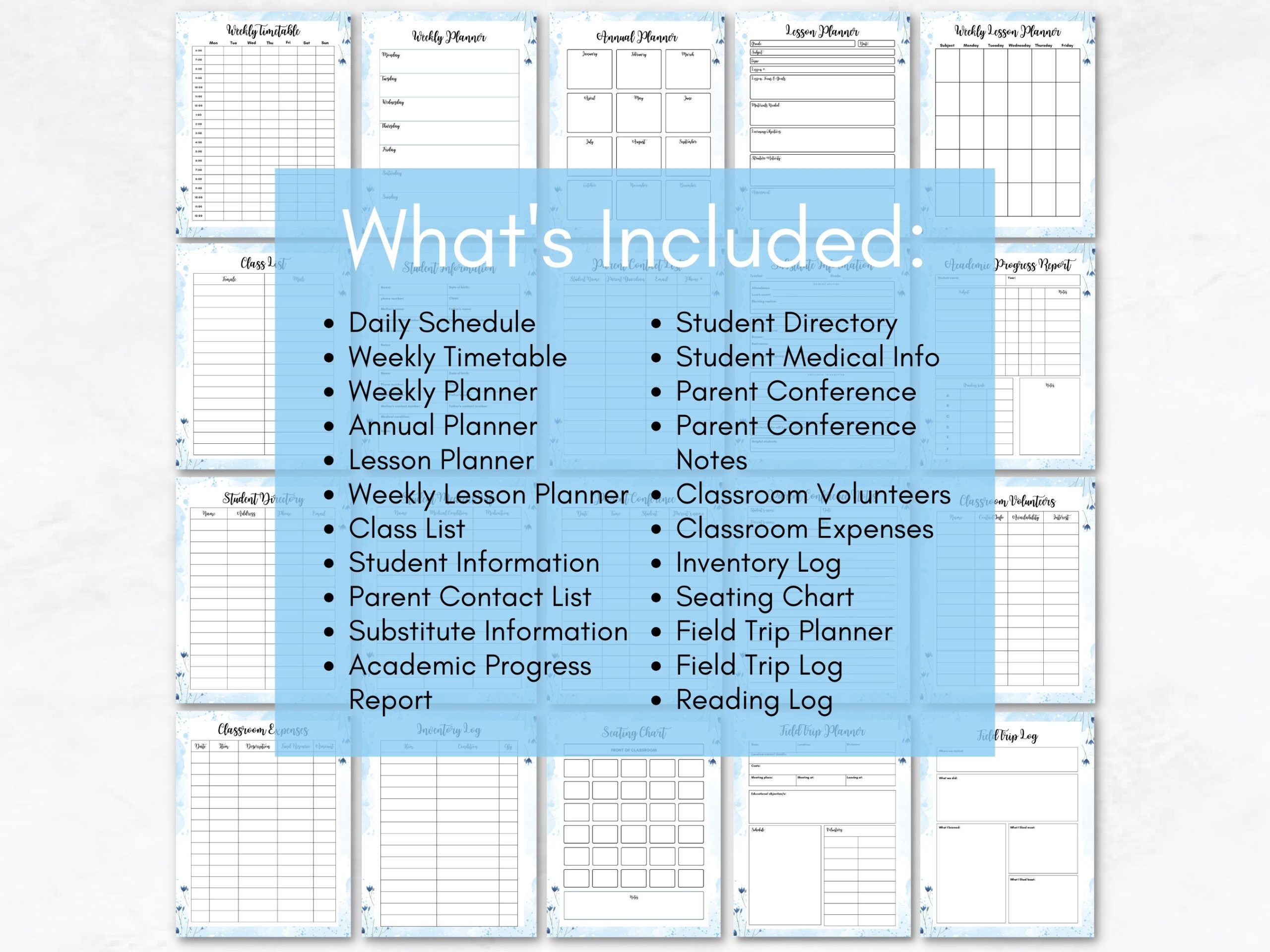 Free Blue Teacher's Planner Journal Printable - Our WabiSabi Life