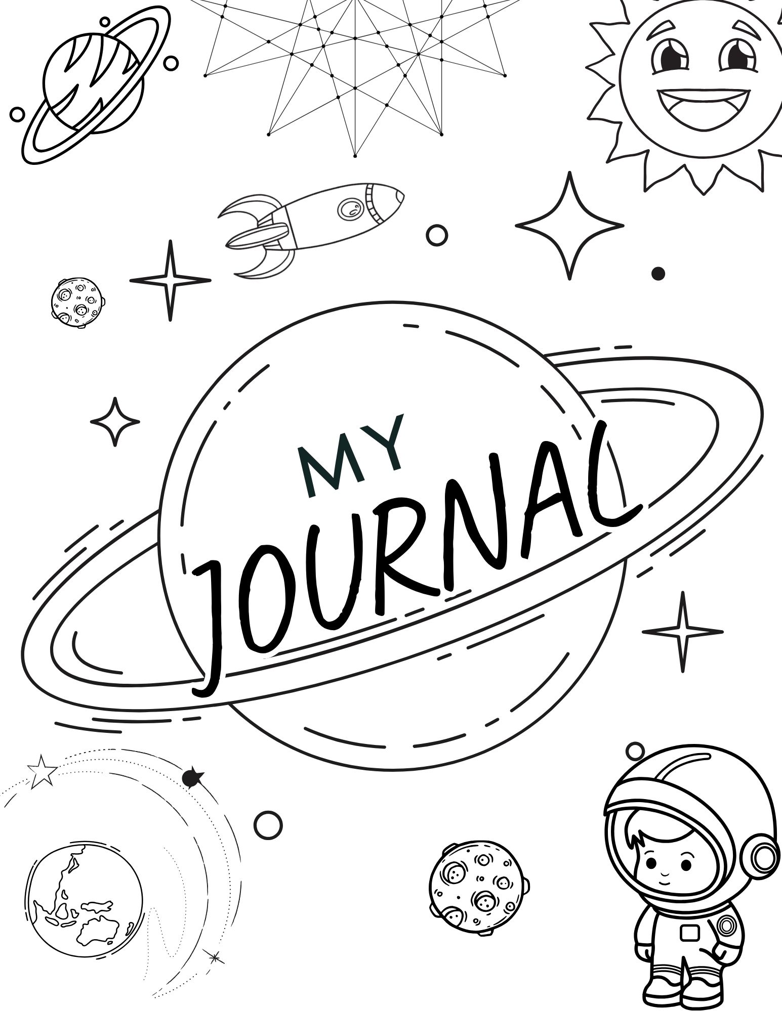 Free Black And White Outer Space Journal For Kids Printable - Our ...